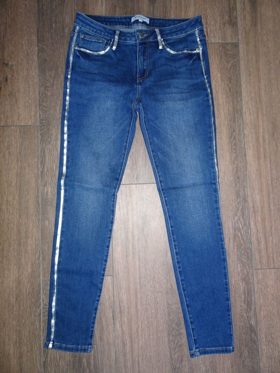 Jean Morgan T.40 bleu avec bandes argentées stylées | Kaufen auf Ricardo