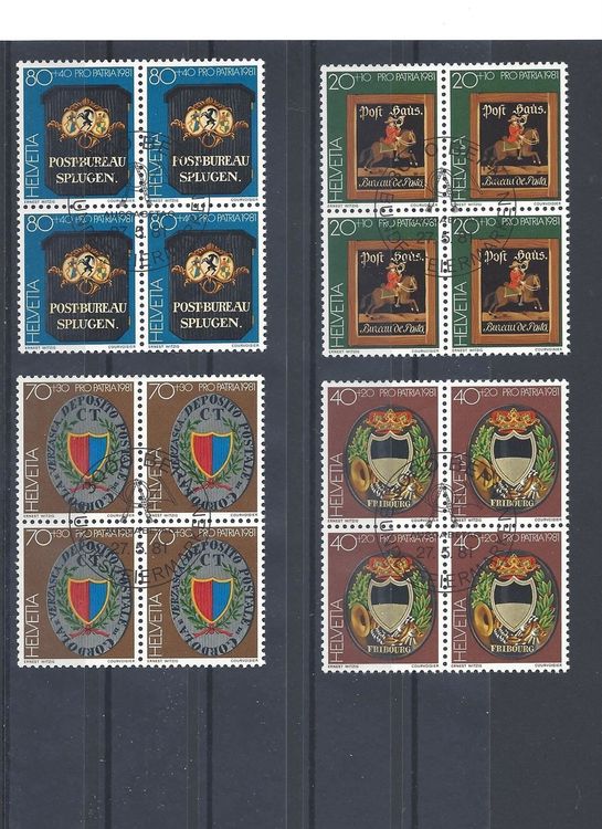 s2033/ Pro Patria blocs de 4 oblit. ET (Gebraucht) in Fleurier für CHF 3 – mit Lieferung auf ...