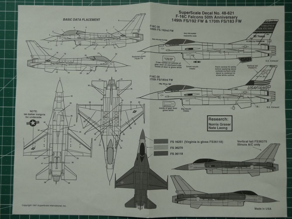 1/48 F-16C Falcons - Spezial Bemalung - Virginia ANG Decals | Acheter ...