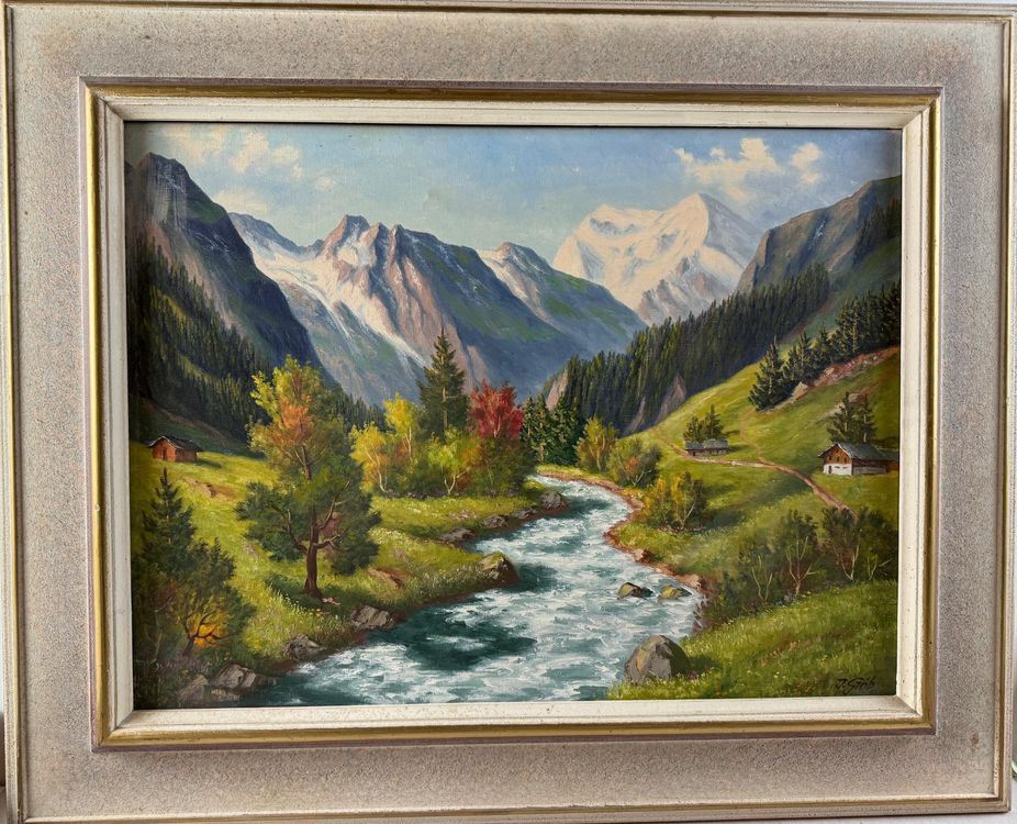 Grosser Landschaft Gemälde signiert verso Stempel (D'occasion) à Neuhausen am Rheinfall pour CHF ...