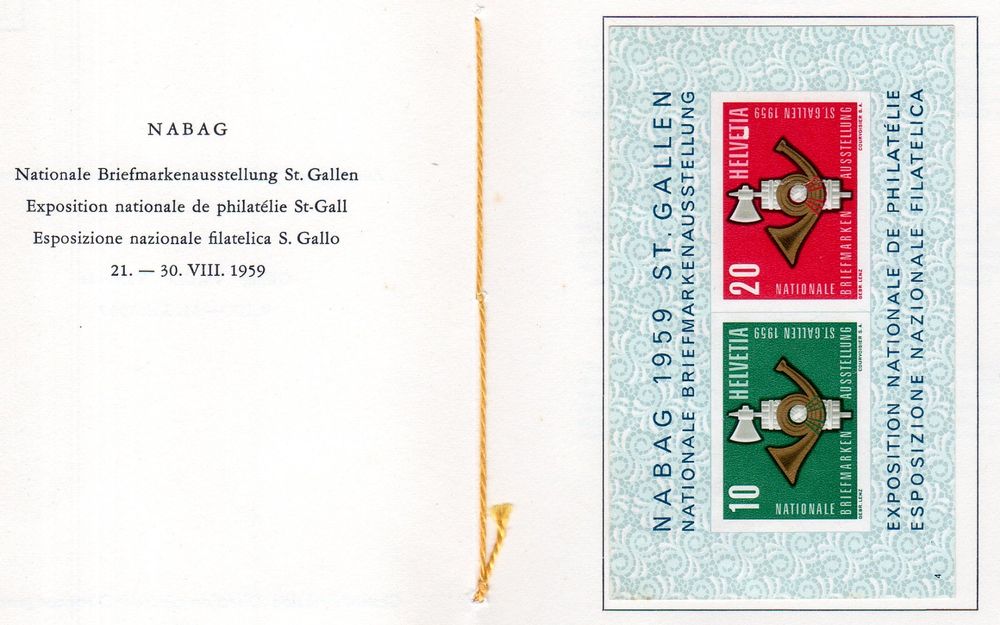 1959 NABAG NATIONALE BRIEFMARKENAUSSTELLUNG ST. GALLEN - Z21 (Neu ...