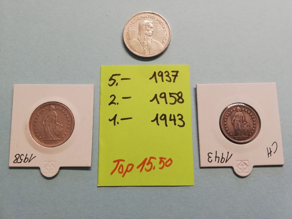 Schweizer Silbermünzen 5Fr/2Fr/1Fr (Gebraucht) in Engi für CHF 19.5 – mit Lieferung auf Ricardo ...