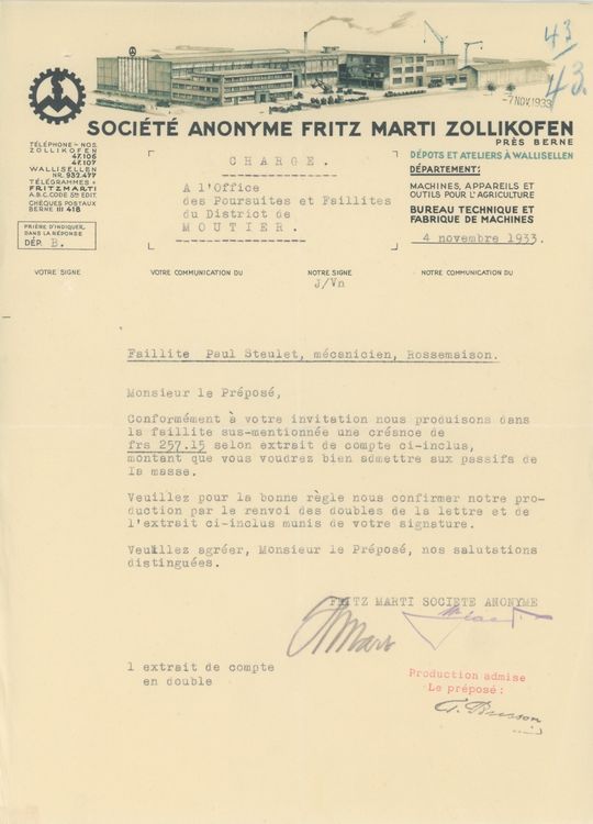 Zollikofen, Fritz Marti, machines pour l'agriculture, 1933 | Kaufen auf ...