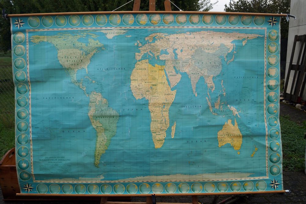 Wandkarte Weltkarte Flächentreu 227x156 ~ 1970 | Kaufen auf Ricardo