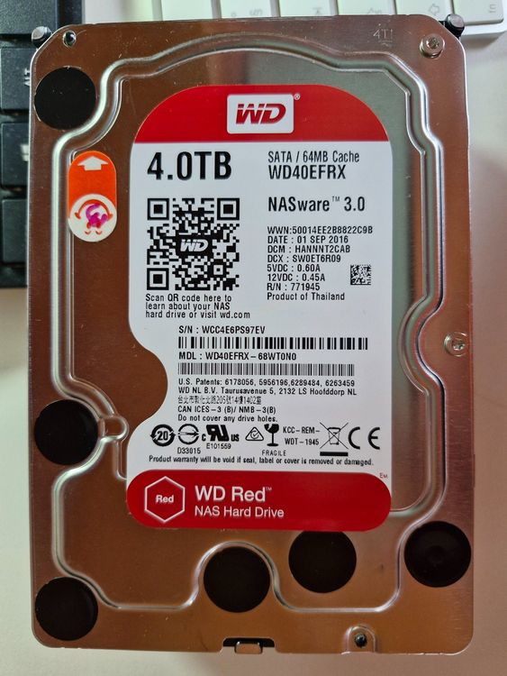 WESTERN DIGITAL WD Red, 4.0TB, (WD40EFRX) 64 MB Cache NW3.0 (Gebraucht ...