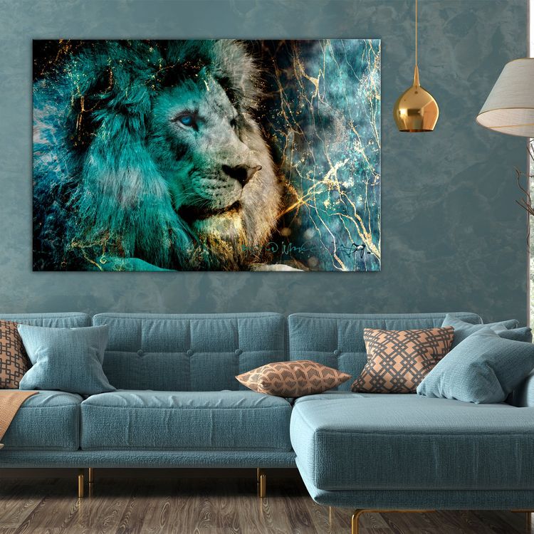 XXL Wandbild Löwe Türkis Gold NEU 120x80 cm (Neu und originalverpackt) in Bern für CHF 99 – mit ...