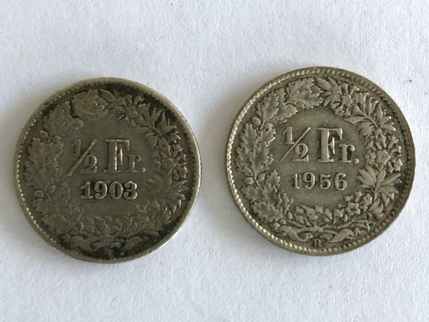 2 mal 50 Rappen ..Silber 1903/1956 (D'occasion) à Wolfhalden pour CHF 2 – avec livraison ...