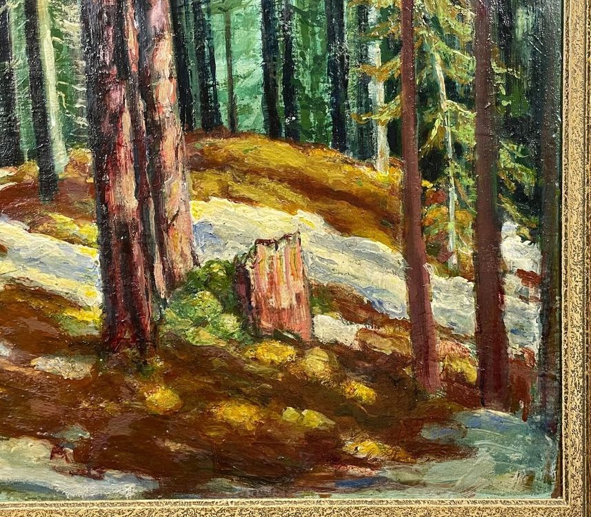 Impressionistische Wald Szene in Davos grosses Gemälde | Kaufen auf Ricardo