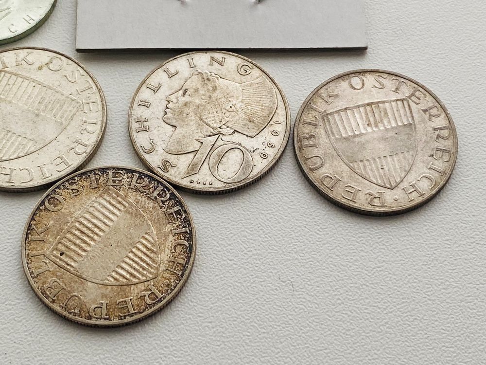 SILBER Lot 42 gr Österreich Silber 6x Münze 5 + 10 Schilling (Gebraucht ...