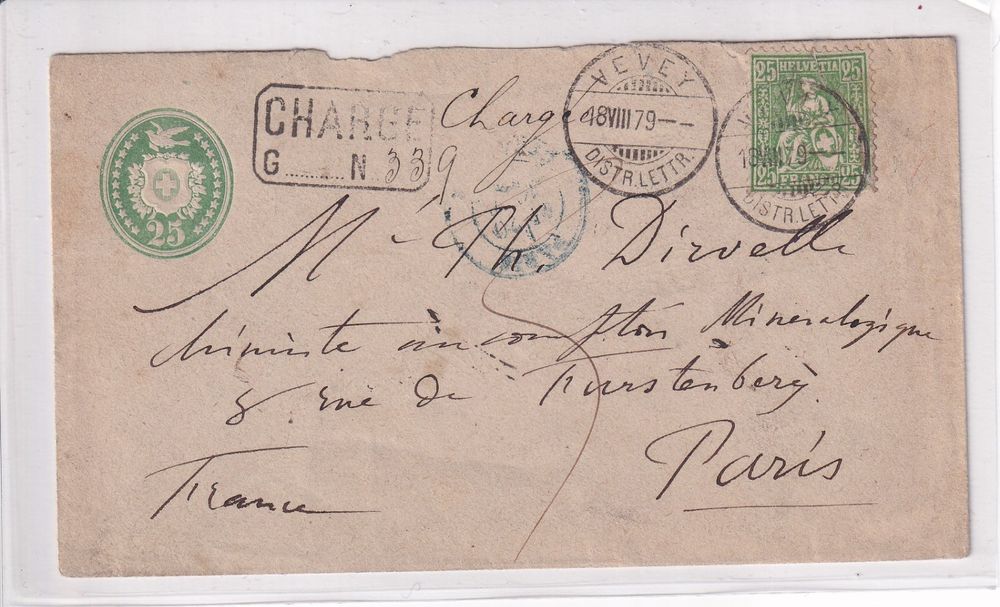 RAAAAAR Tübelibrief mit Sitzender 25, Vevey - Paris++++ (Gebraucht) in ...