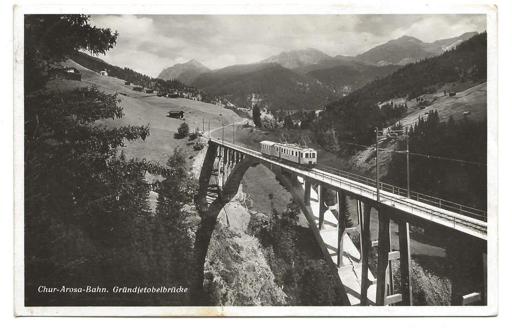 Chur - Arosa Bahn RHB (GR) Gründjetobelbrücke Feldpost Chur (Gebraucht ...