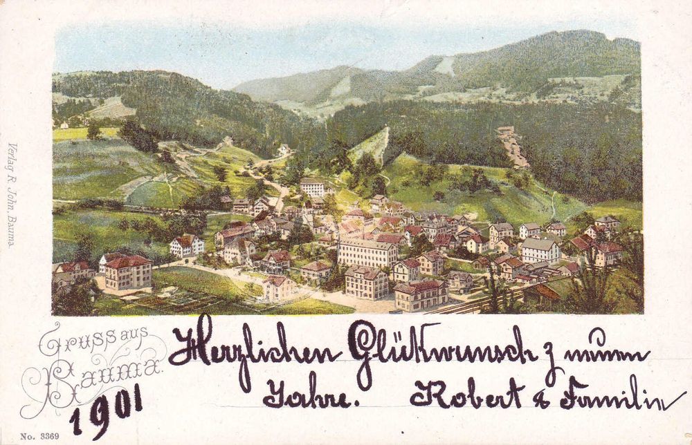 1900, "Gruss aus Bauma", farbige Lithokarte | Kaufen auf Ricardo