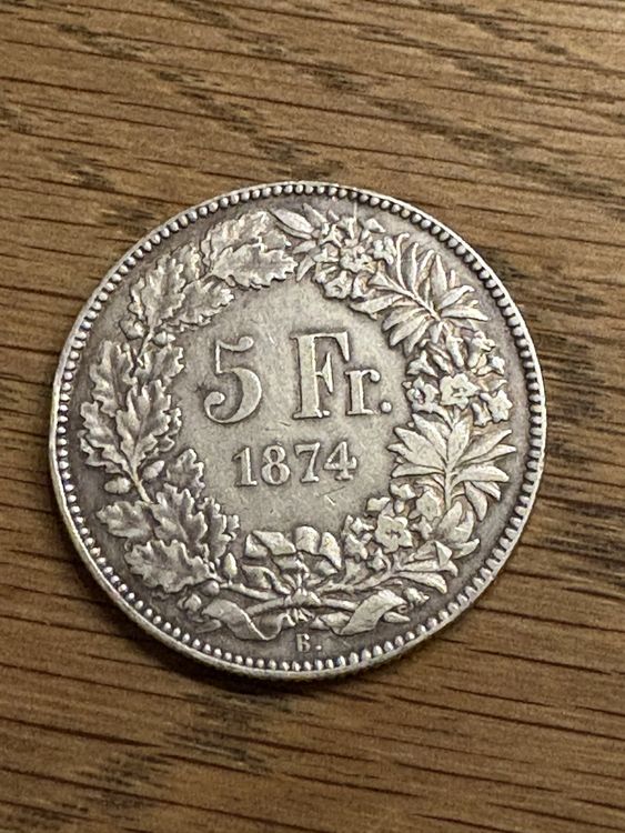Silbermünze 5 Fr. 1874, Helvetia Schweiz Swiss | Kaufen auf Ricardo