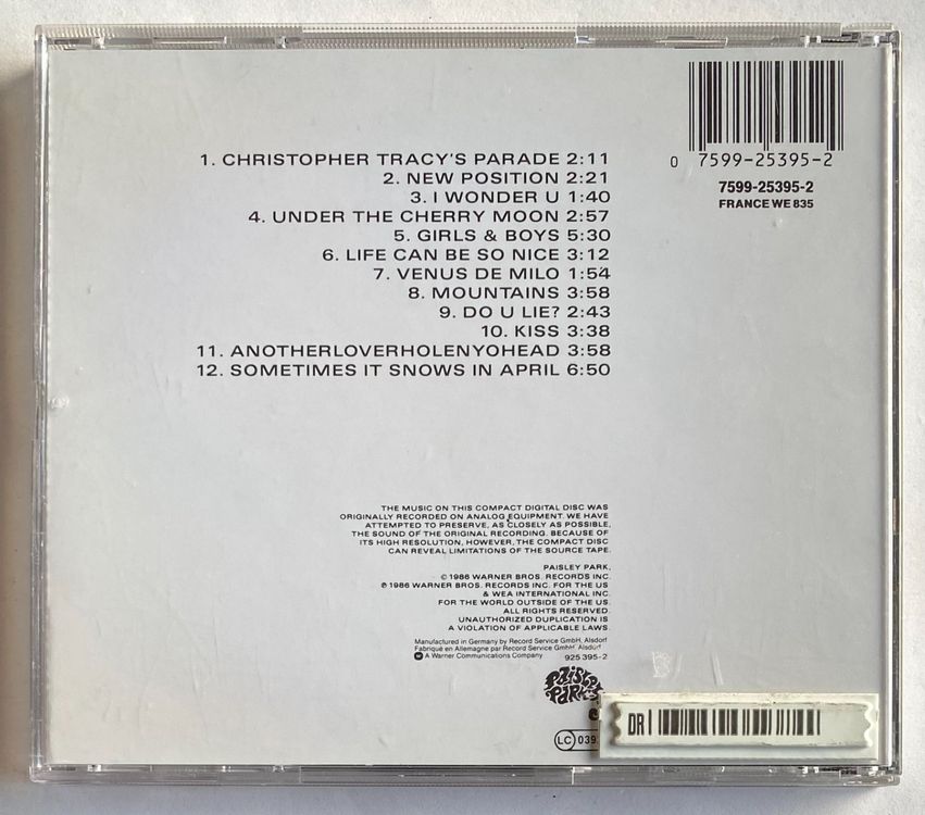 Prince UNDER THE CHERRY MOON Album / Soundtrack CD (Gebraucht) in Zürich für CHF 5 – mit ...