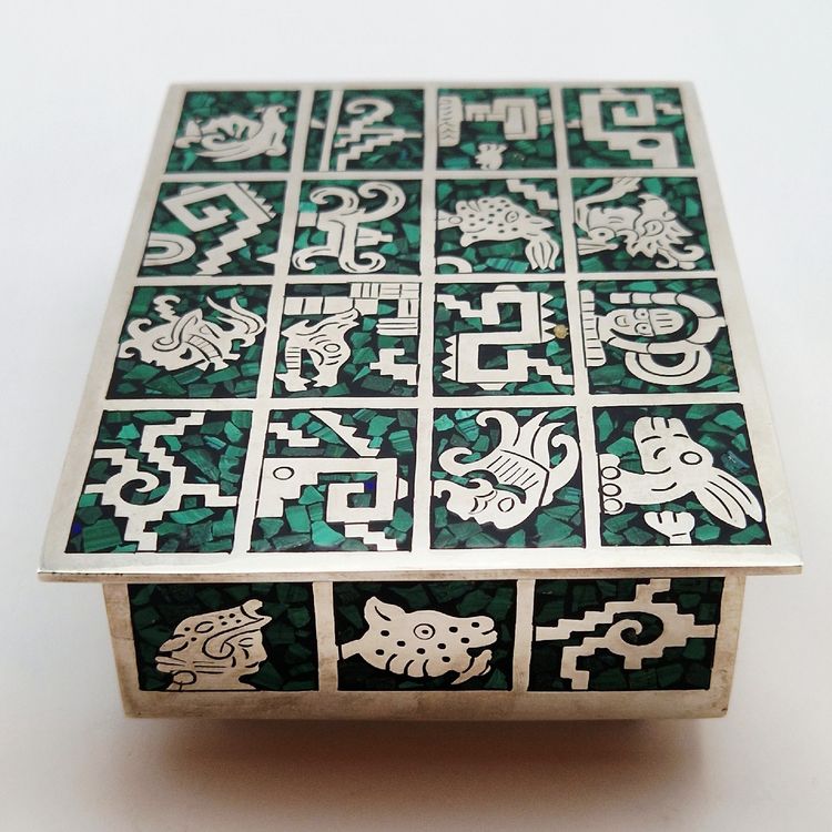Boîte Aztèque en Argent 925 et malachite des années 80 (D'occasion) à ...