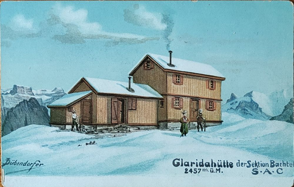 Alte Postkarte Glaridahütte Section Bachtel SAC (Gebraucht) in Siebnen für CHF 15 – mit ...