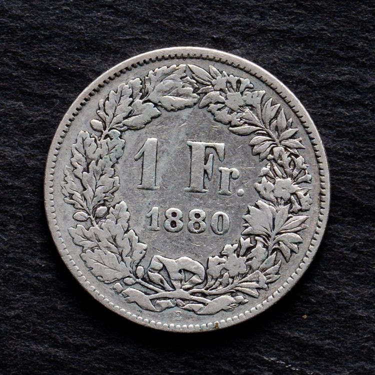 Silbermünze 1 Franken Helvetia 1880 Schweiz Swiss Franc (Gebraucht) in Eggenwil für CHF 6 – mit ...