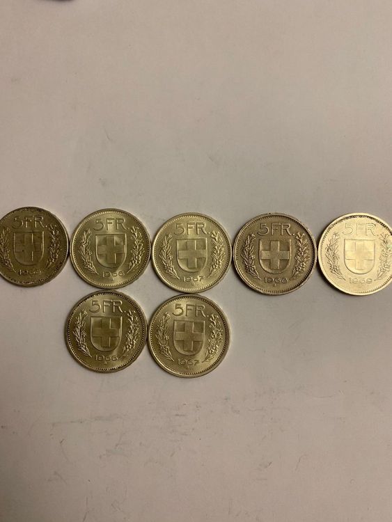 5 Franken 1965, 1966-1969, 66, 67 je 2 x (Gebraucht) in Wollerau für CHF 51 – mit Lieferung auf ...