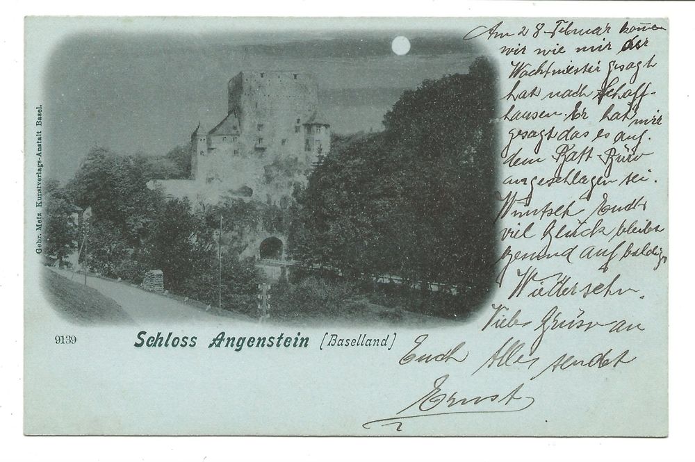 Schloss Angenstein - Duggingen (BL) Mondschein - um 1900 | Kaufen auf Ricardo