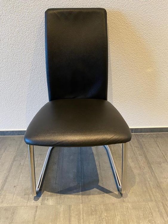 Esszimmer-Stühle Freischwinger Chrom Leder (schwarz) 6 Stk. (Gebraucht) in Villigen für CHF 186 ...