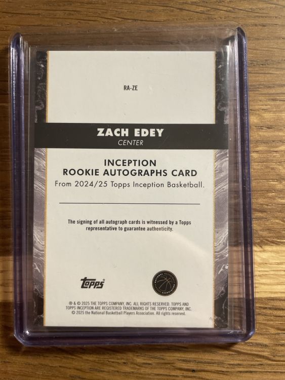 Zach Edey RC Auto Topps Inception - Purdue Boilermakers (Neu (gemäss ...