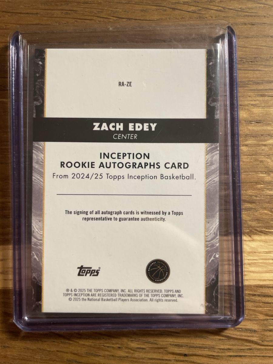 Zach Edey RC Auto Topps Inception - Purdue Boilermakers (Neu (gemäss ...