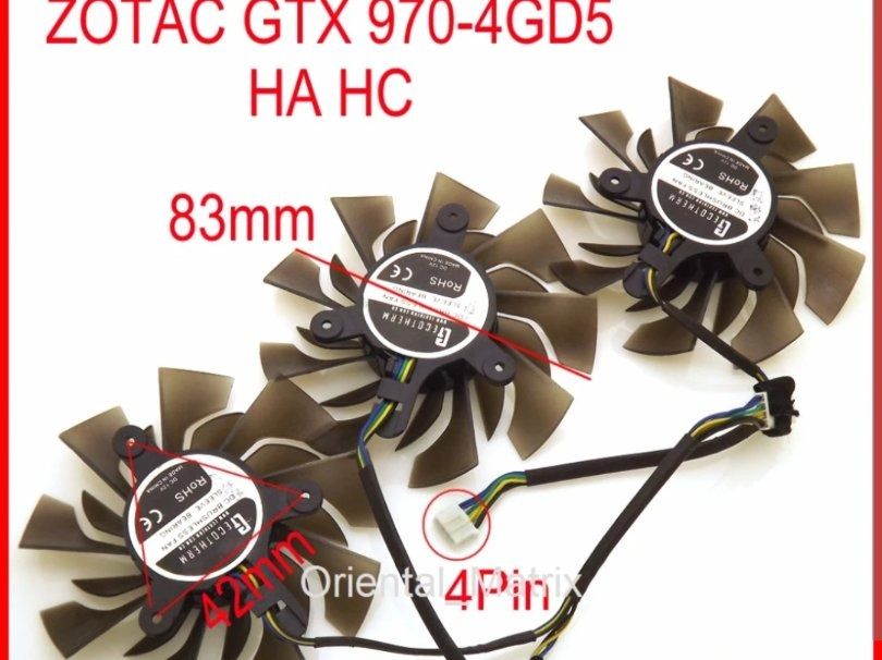 Kit 3 Cooler Fan 12V 83mm 4Pin For ZOTAC GTX GPU (GTX 970) | Kaufen auf ...