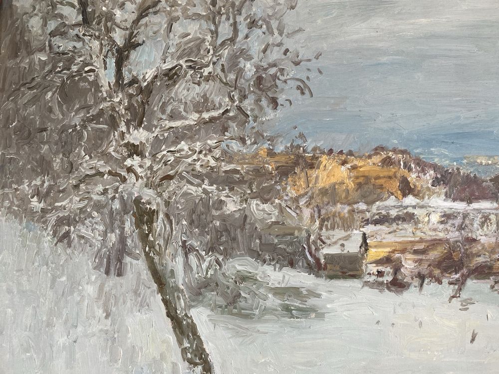 Huile sur toile "Moulin sous la neige" Paul Mathey Genève (Gebraucht ...