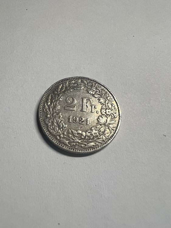 Silbermünze 2 Franken 1921, Schweizer Münze (Gebraucht) in Glattpark(Opfikon) für CHF 5 – mit ...