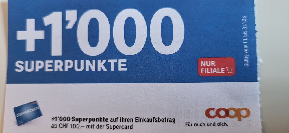 +1000 Coop Superpunkte physischer Versand gültig 01/2025 (Neu (gemäss Beschreibung)) in Uttigen ...