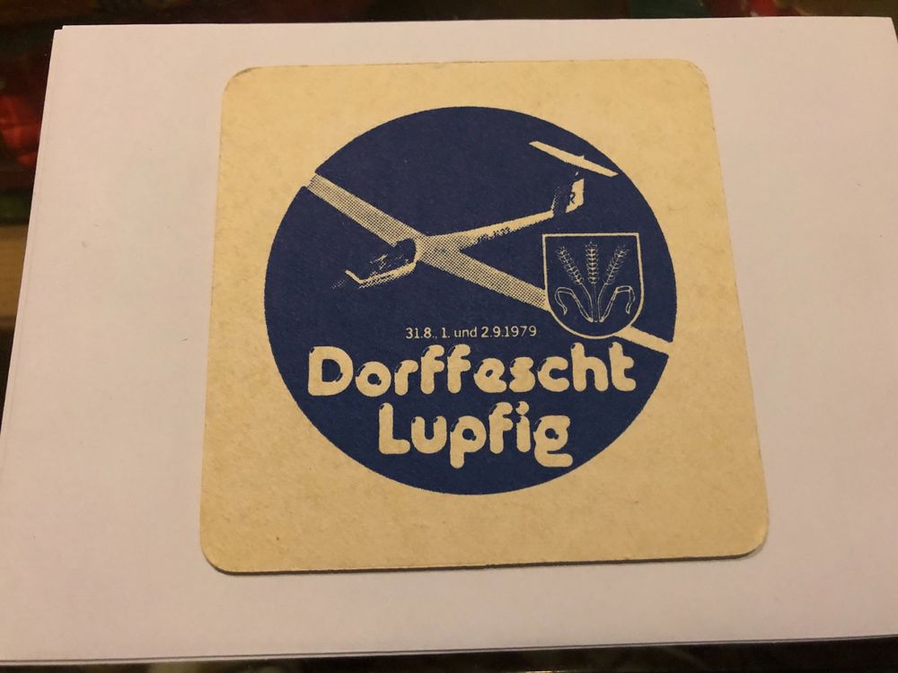 Bierdeckel Cardinal Dorffest Lupfig Aargau 1979 (BDE1) (Gebraucht) in Küttigen für CHF 10 – mit ...