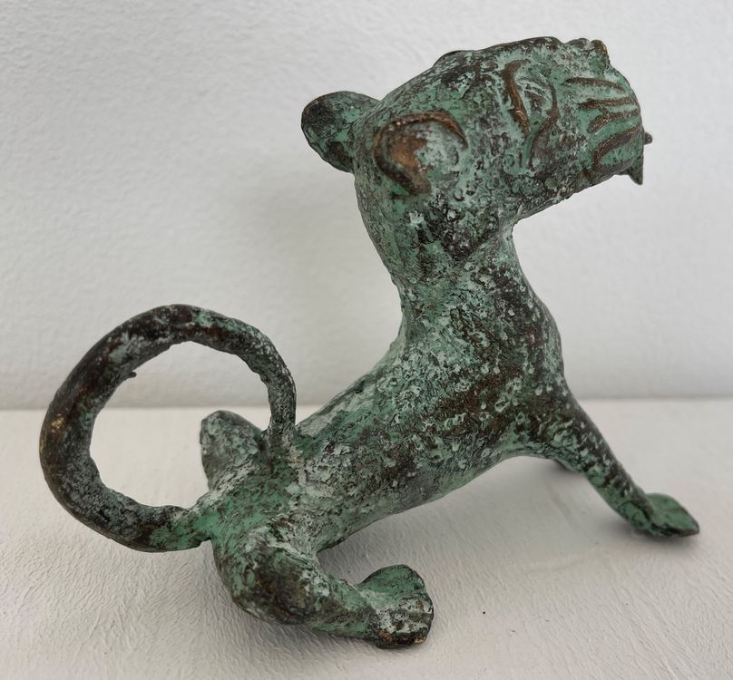 feiner alter Leopard Bronze Benin Höhe 10,5 cm Länge 13 cm | Kaufen auf Ricardo