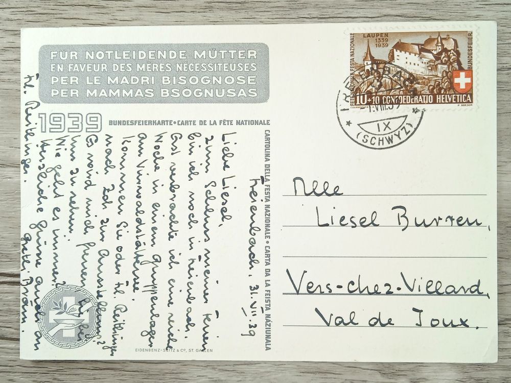 TR96 Carte Postale + Timbre Suisse 1939 | Kaufen auf Ricardo