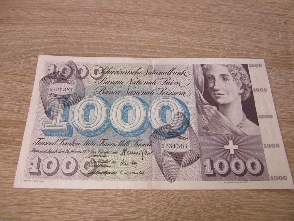 SCHWEIZ BANKNOTEN 1000 CHF 1972 | Kaufen auf Ricardo