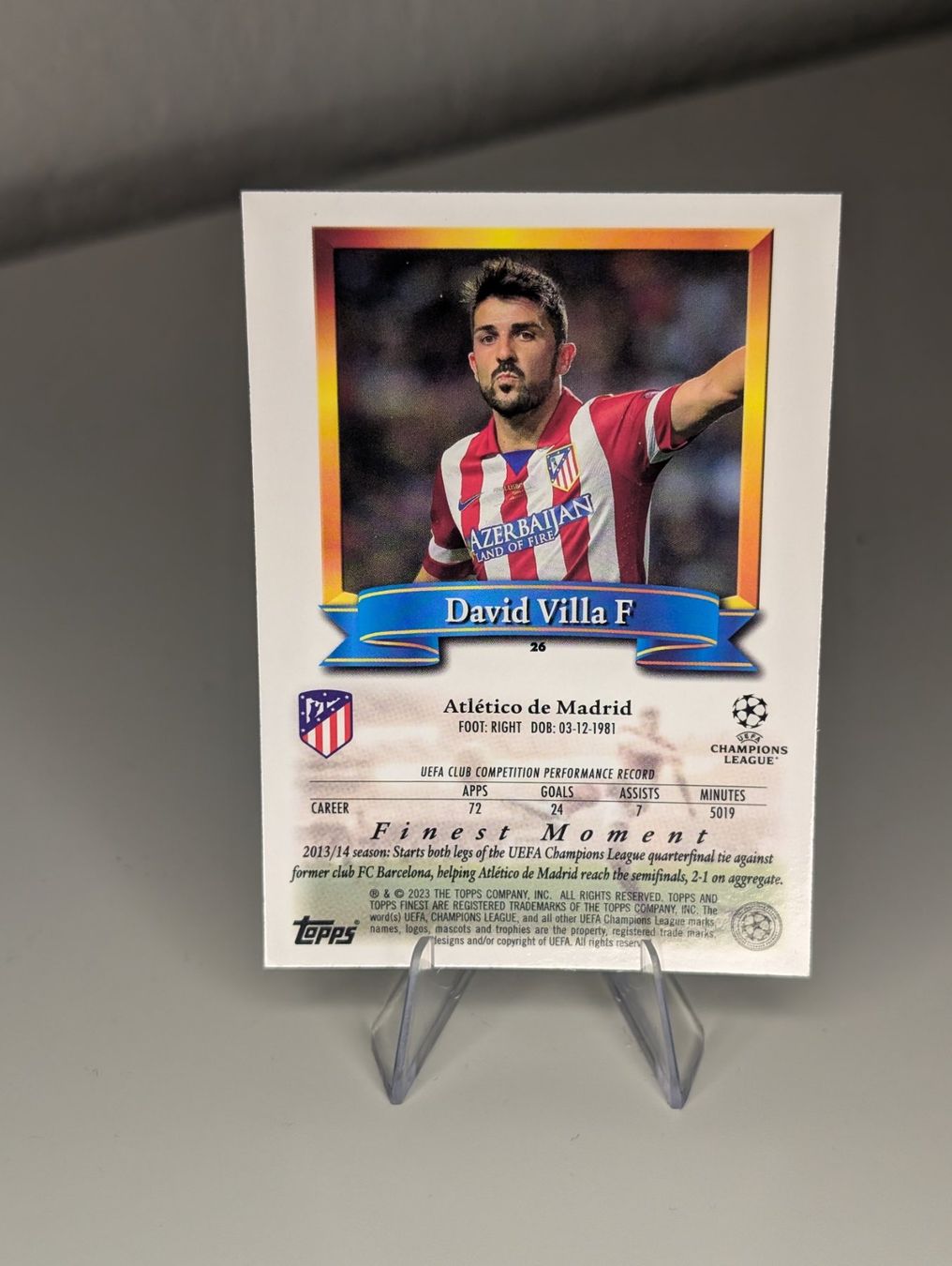 David Villa Topps Finest Moment Karte! Top Zustand! (Neu (gemäss ...