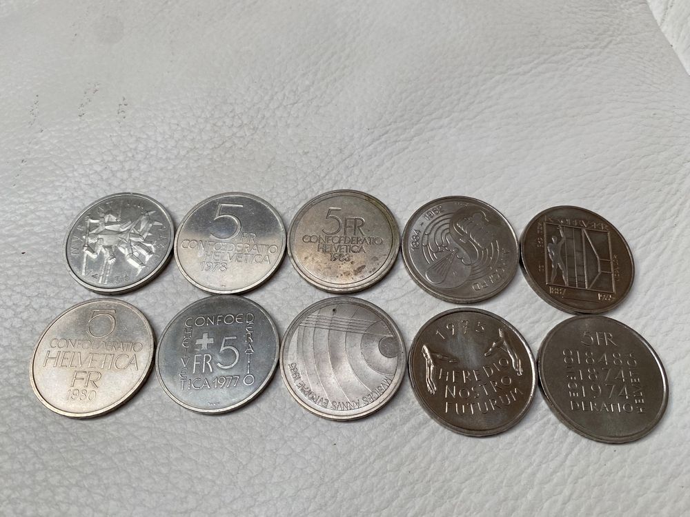 5 franken gedenkmünzen, 10 stück, ab 1974 | Kaufen auf Ricardo