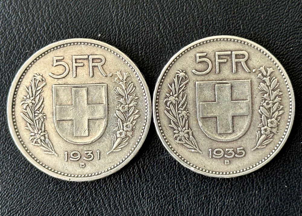 5 sehr alte Fünfliber 1931, 1933, 1935 silber | Kaufen auf Ricardo