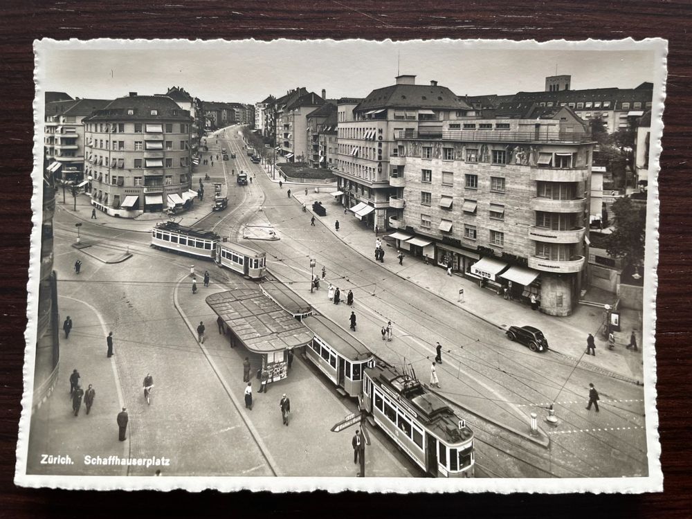 ZÜRICH Schaffhauserplatz, TRAM, Shell-Tanksäule, Oldtimer (Gebraucht ...