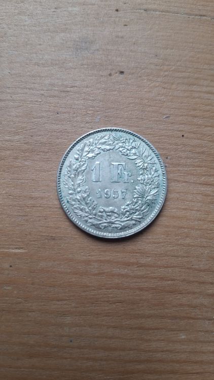 Silbermünze 1 Franken Helvetia 1957 Schweiz Swiss (Gebraucht) in Brienz BE für CHF 4.5 – mit ...
