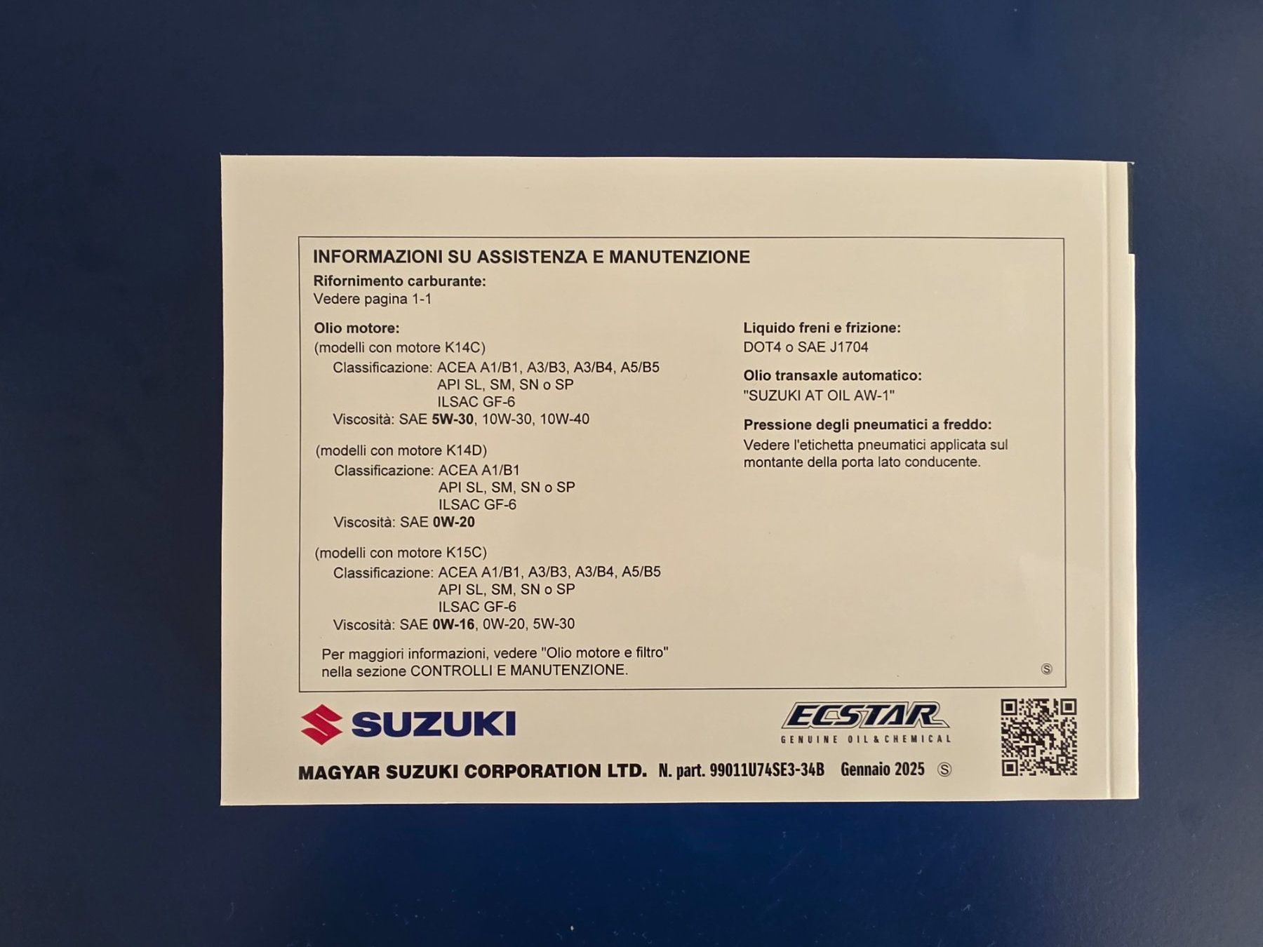 Libretto di uso e Manutenzione Suzuki Vitara 2025 (Gebraucht) in Matten ...