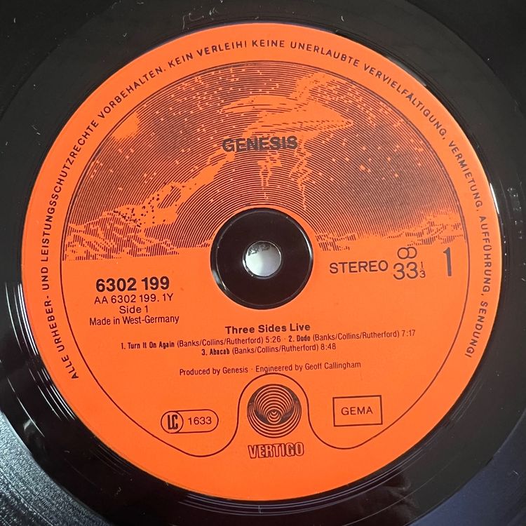 Genesis -Three Sides Live / 2 LP - 1. D-Press. 1982 (Gebraucht) in Gais für CHF 19 – mit ...