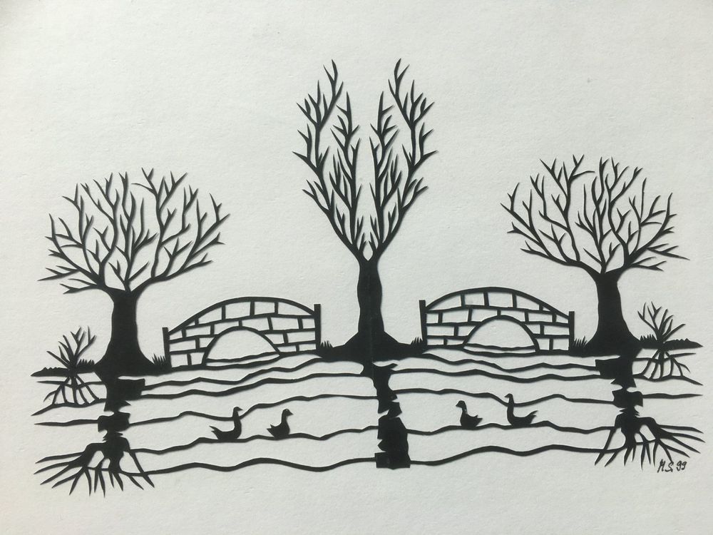 ORIGINAL SCHERENSCHNITT SIGNIERT: MS. 99 GERAHMT HINTER GLAS | Kaufen auf Ricardo