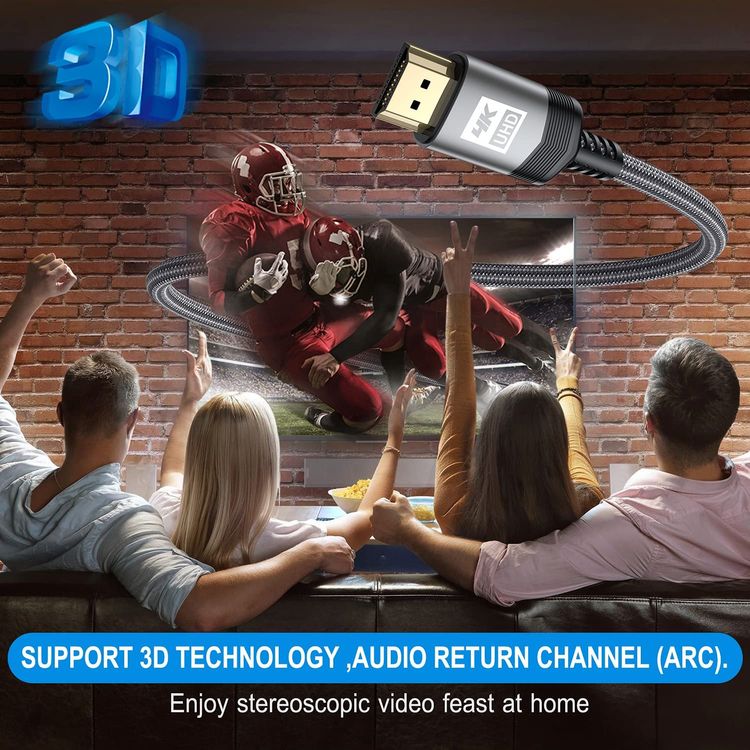 HDMI Kabel 2m gesleevt vergoldete Anschlüsse 4K UHD 2160p HD (Gebraucht ...