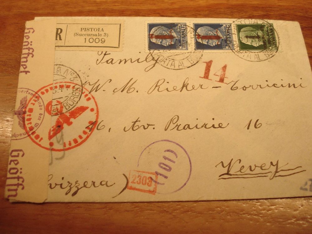 Zensurbrief Italien-Schweiz, 1944, Deutsche + italienische o (Gebraucht) in Niederwil AG für CHF ...