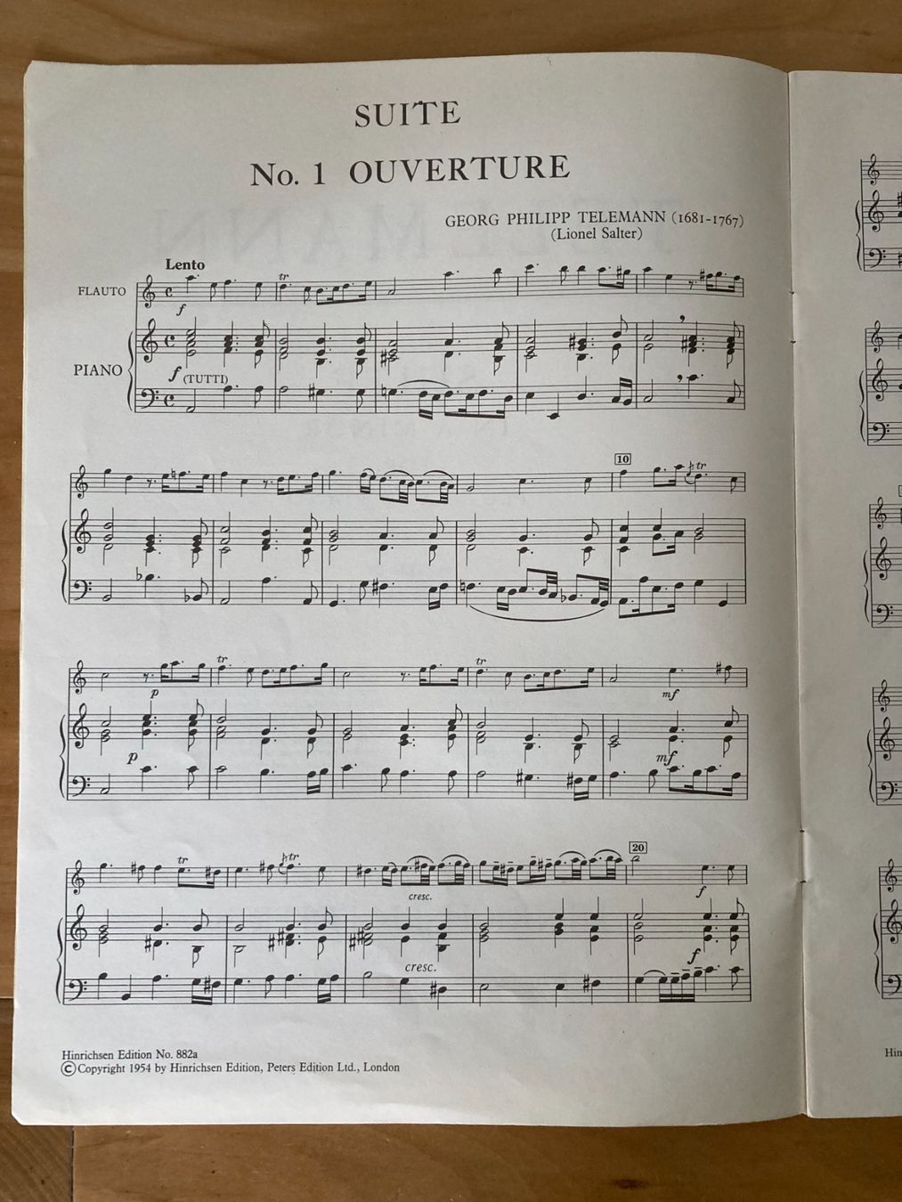 TELEMANN SUITE FÜR FLUTE AND PIANO HINRICHSEN 882A (Gebraucht) in ...