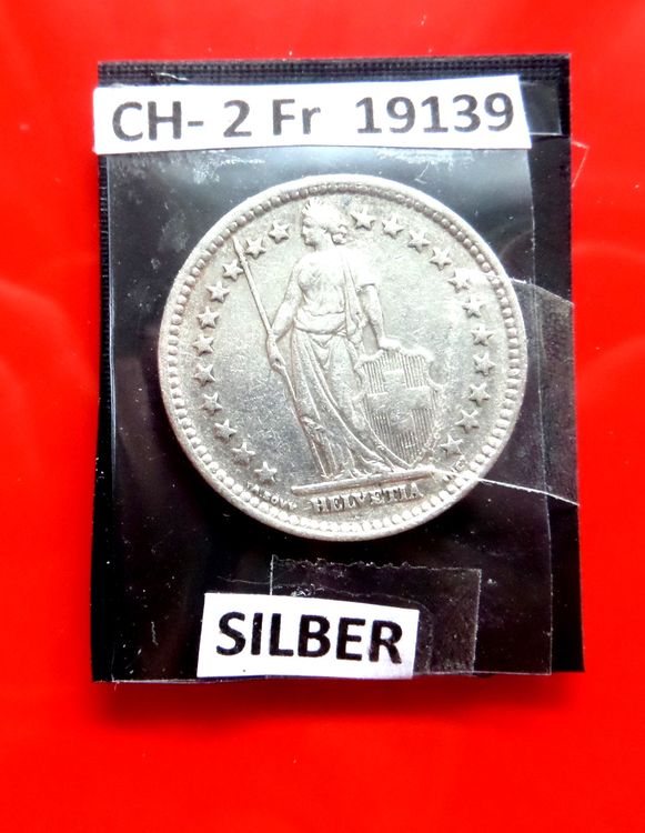 Alter SCHWEIZER 2 Fr / 1939 SILBER Münze (Gebraucht) in Glis für CHF 6 – mit Lieferung auf ...
