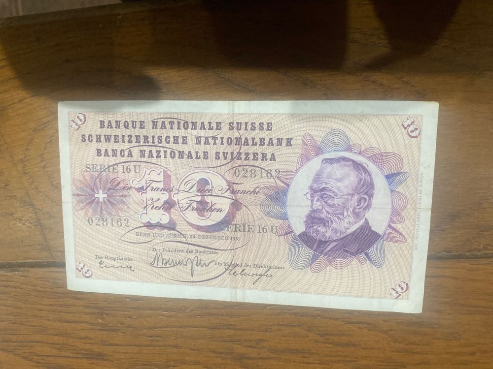 Billet suisse 10fr 23 décembre 1959 (Gebraucht) in Lajoux JU für CHF 9 ...