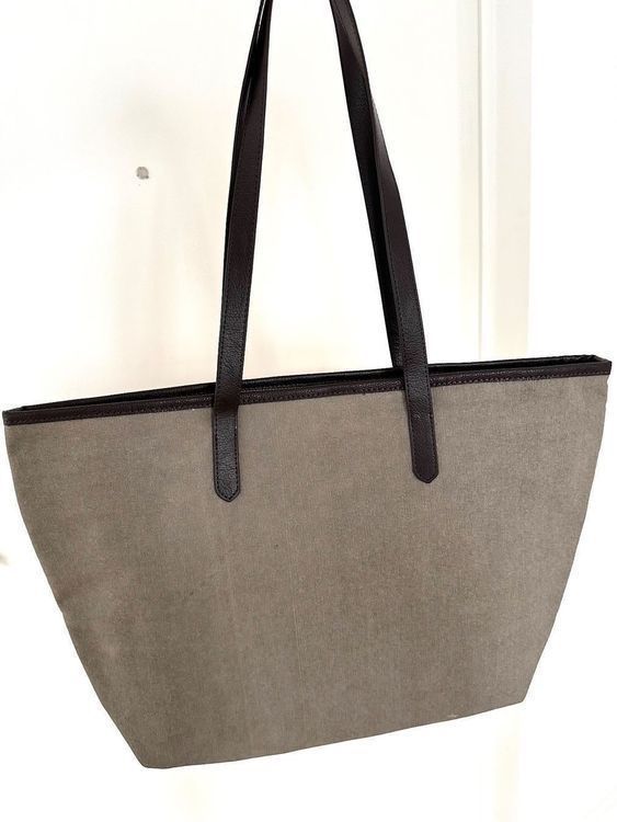 🟢 NEUF Sac cabas + pochette coton cirée / Handtasche NEU (Neuf avec ...