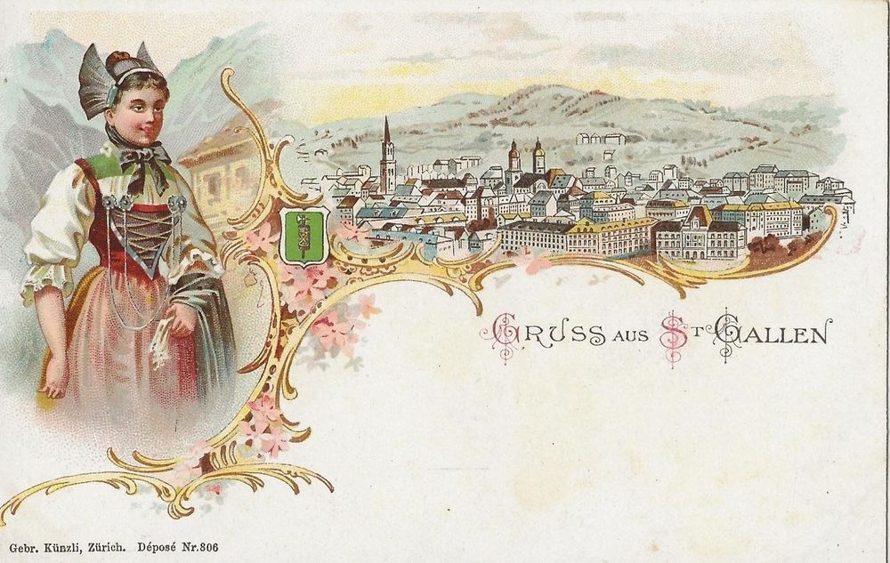 Gruss aus St. Gallen, Tracht, Litho | Kaufen auf Ricardo