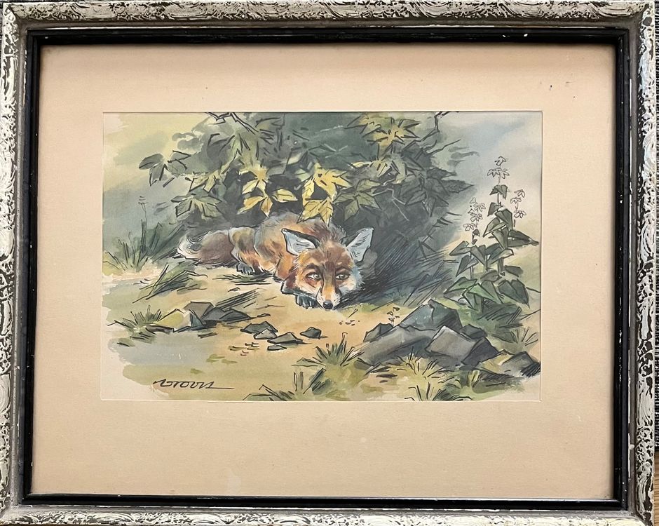 Aquarell von eine Liegender Fuchs Unleserlich Signiert | Kaufen auf Ricardo
